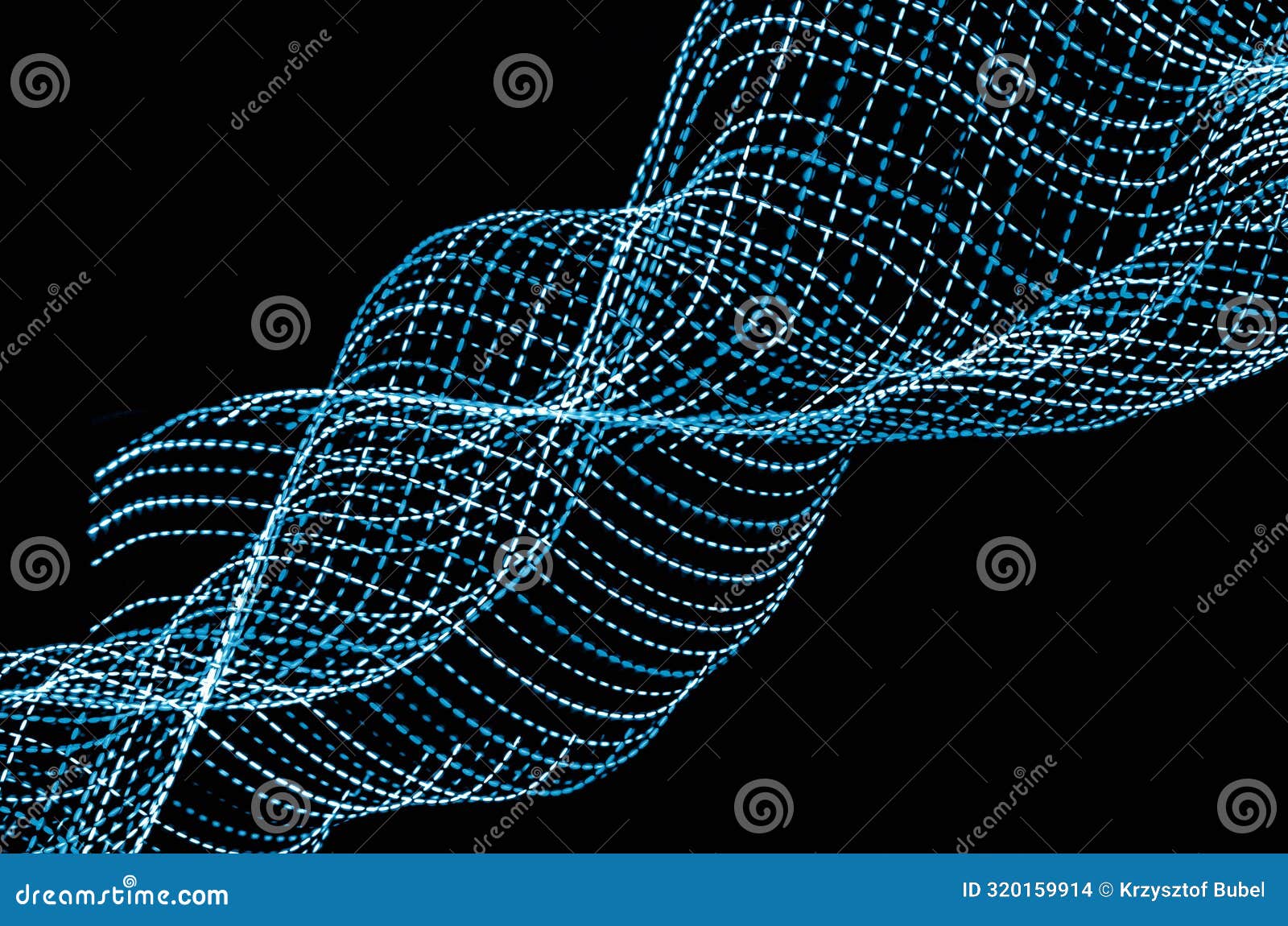 Blue Dotted Lines of Lights on a Black Background Stock Illustration ...