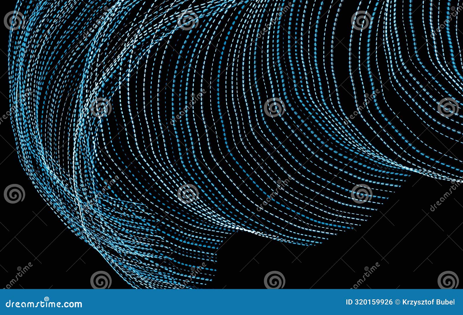 Blue Dotted Lines of Lights on a Black Background Stock Illustration ...