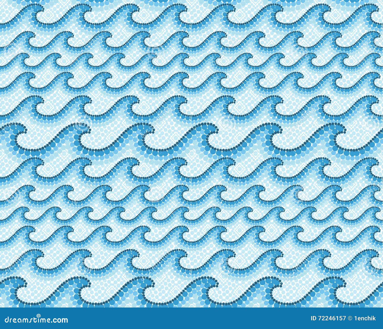Blue Dotted Mosaic Australian Style Waves Seamless Pattern Stock Vector ...