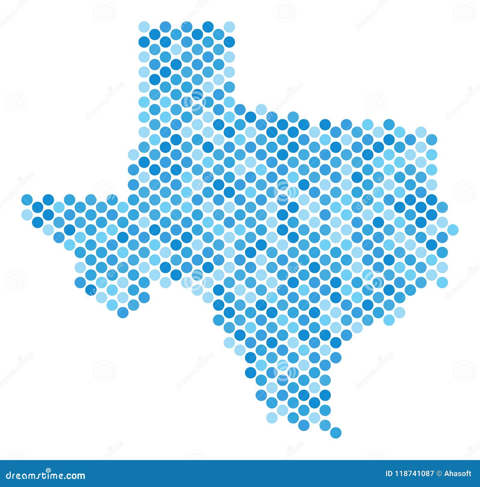 Blue Dotted Texas Map stock vector. Illustration of dotted - 118741087
