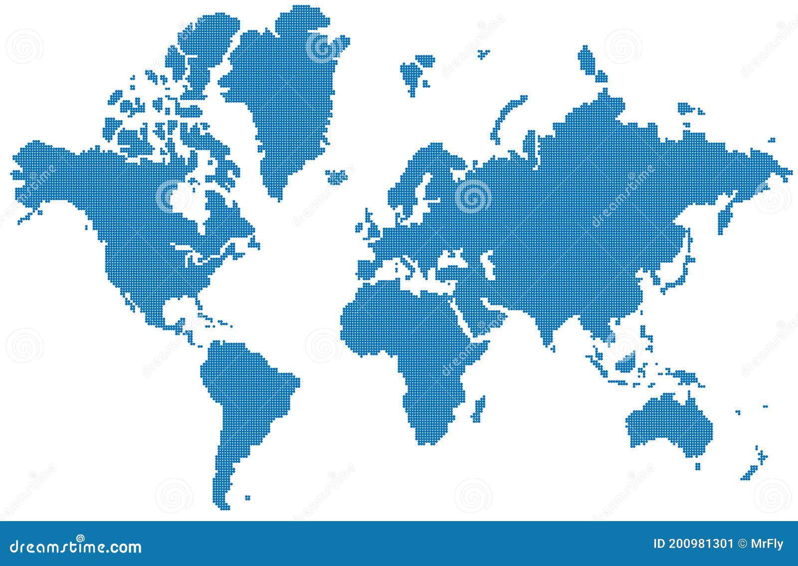 Blue Dotted World Map, High Definition, Vector Illustration Stock ...