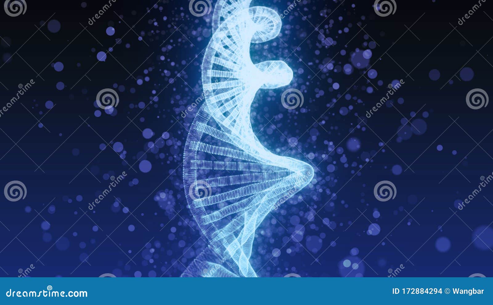 Blue Double Helix Spiral with Particles Stock Illustration ...