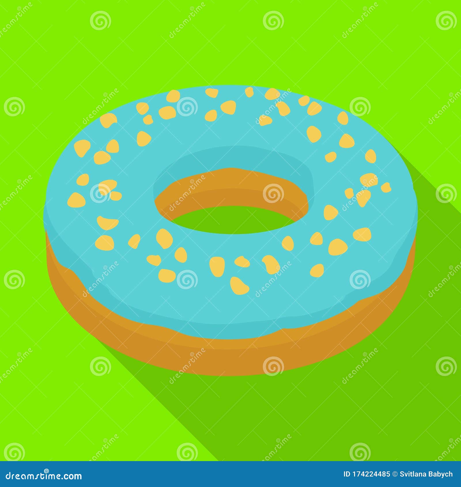 Blue Doughnut Vector Icon.Flat Vector Icon Isolated on White Background ...
