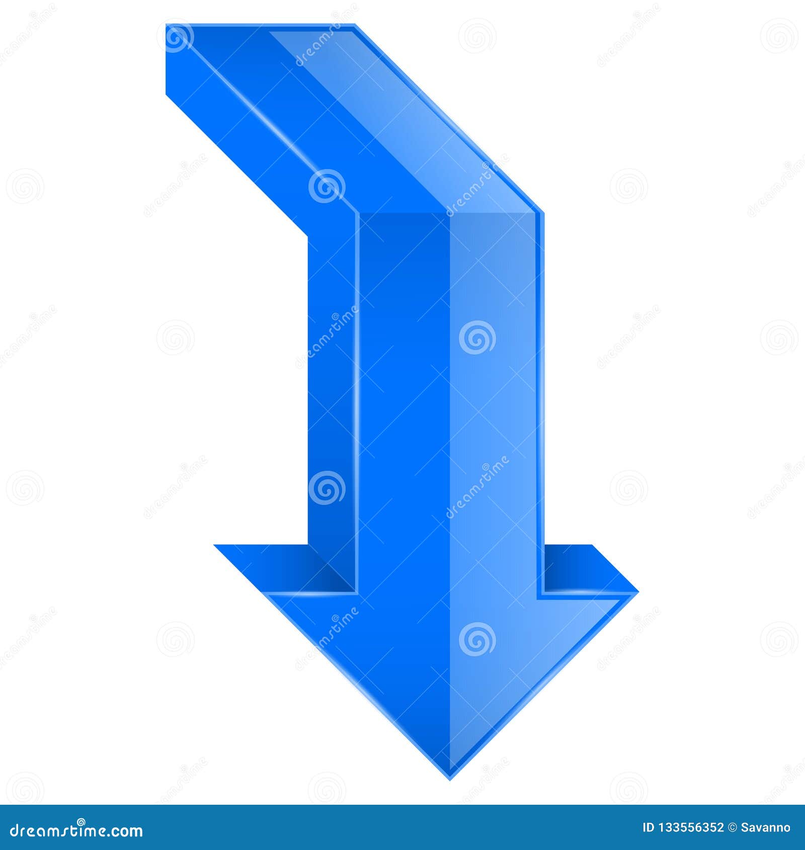 Blue DOWN 3d Arrow. Bent Sign Cartoon Vector | CartoonDealer.com #127566287