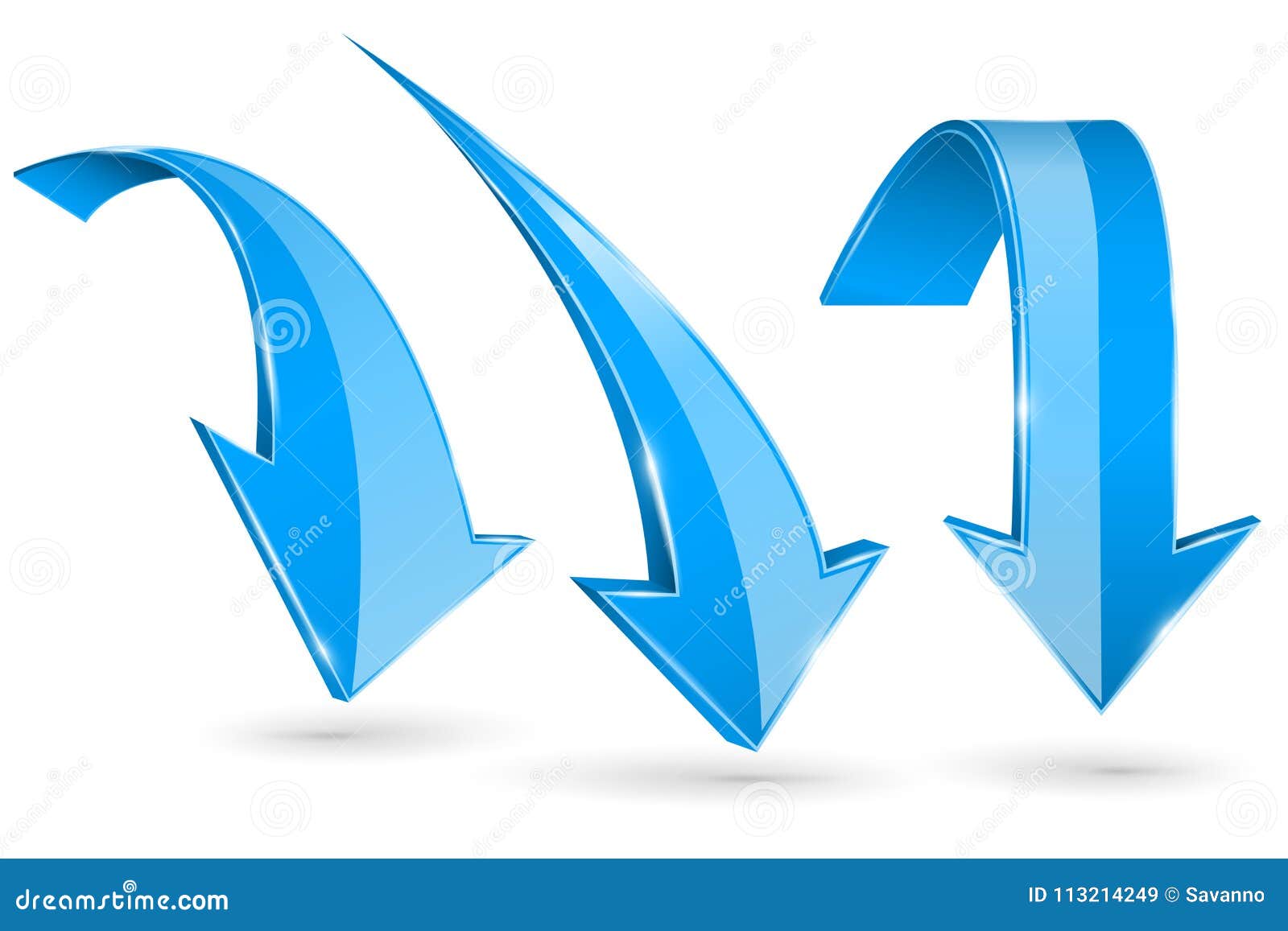 Blue DOWN Arrow. Web 3d Shiny Icon Vector Illustration | CartoonDealer ...