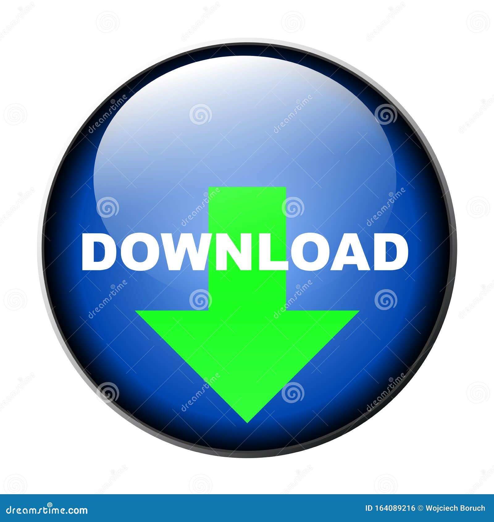 Blue download button stock photo. Image of reflection - 164089216
