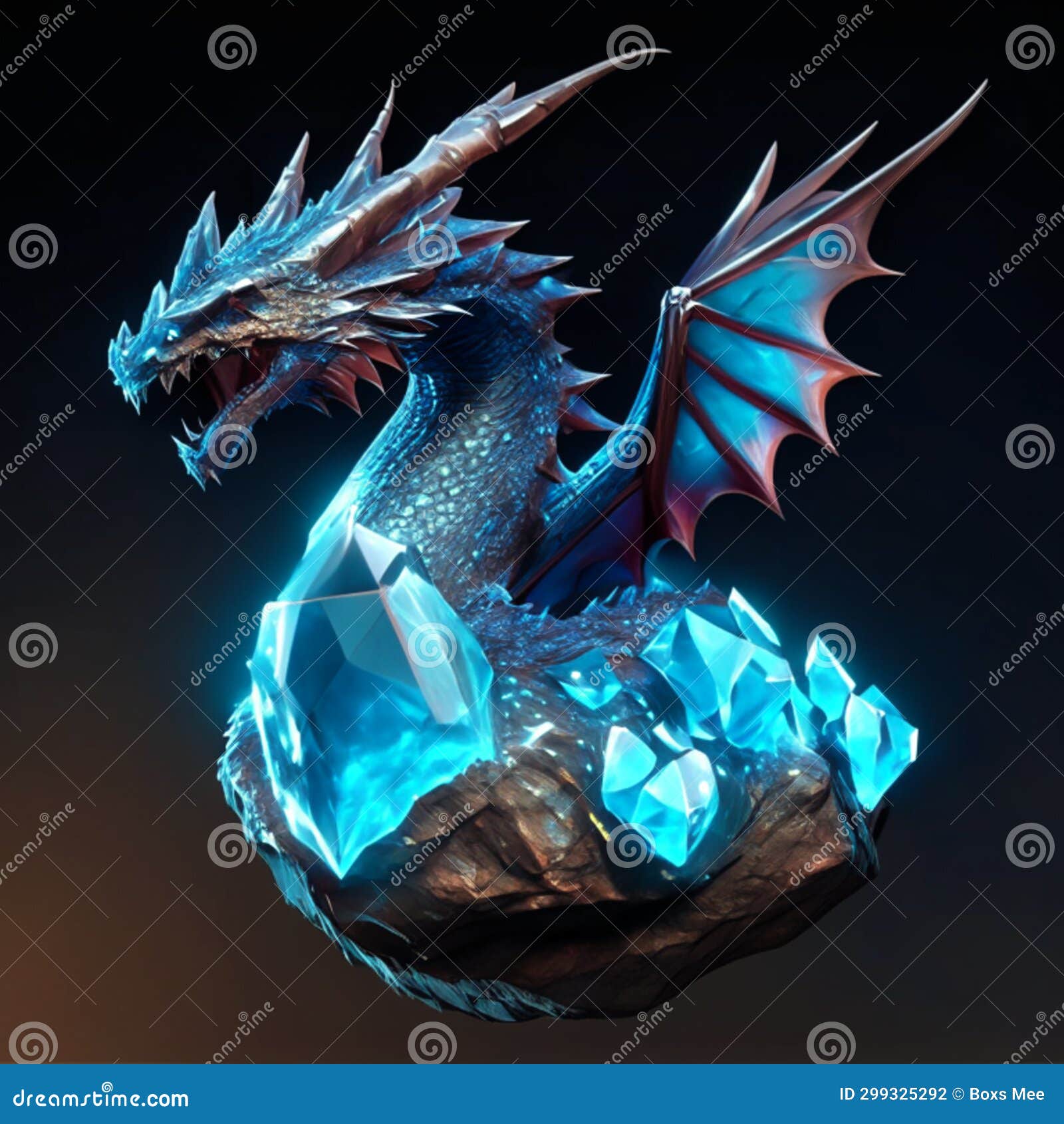 Blue Dragon on a Black Background. 3d Rendering, 3d Illustration Stock ...