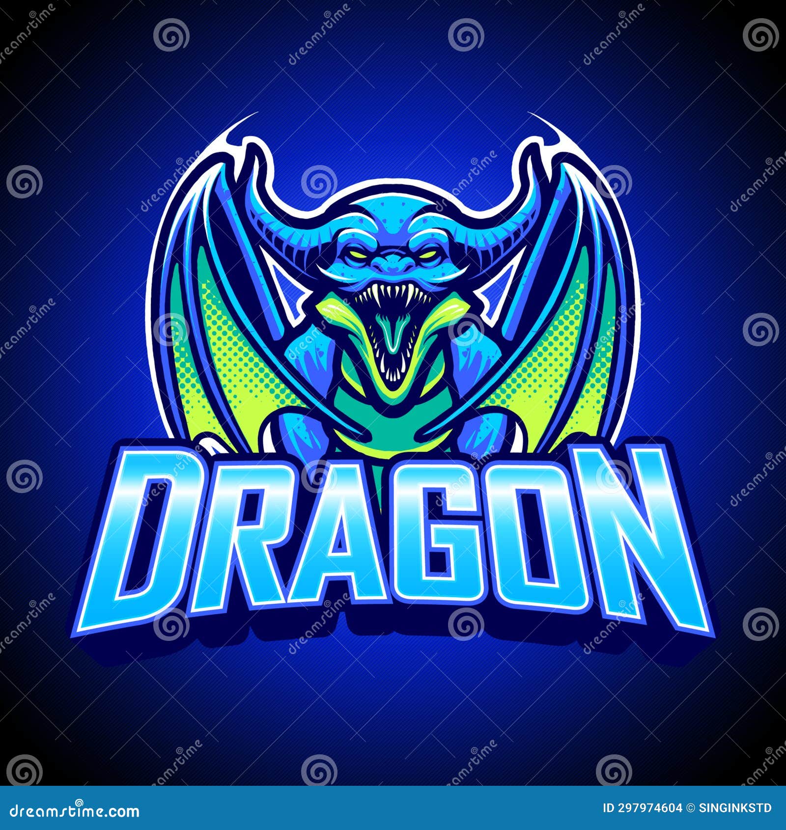 The Blue Dragon Esport Logo Vector Stock Illustration - Illustration of ...