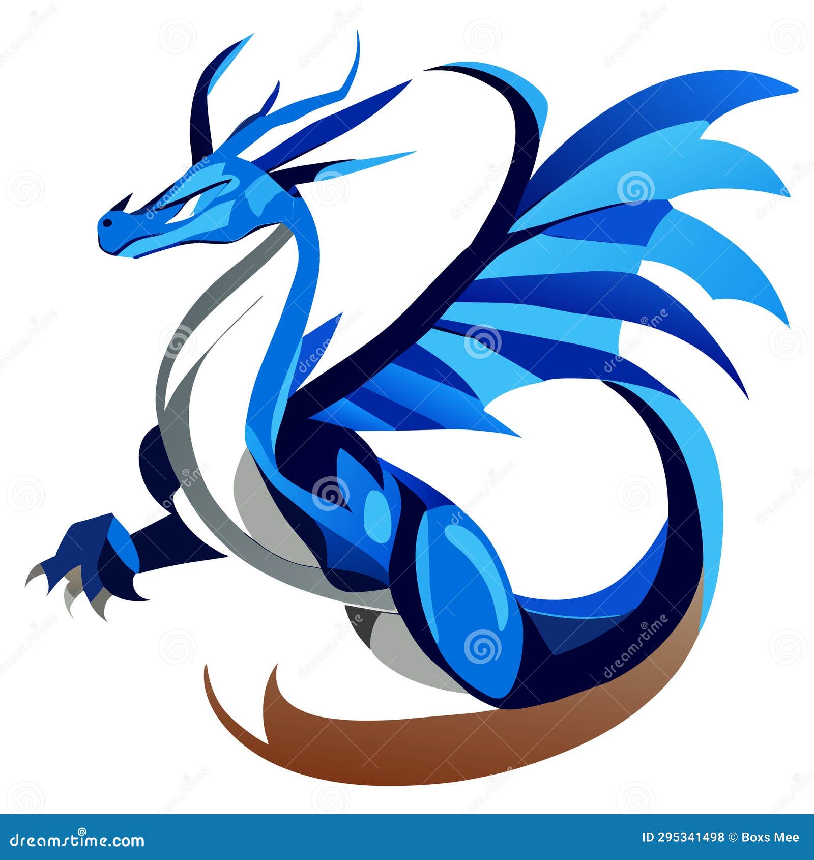 Blue Dragon on a White Background. Vector Illustration for Your Design ...