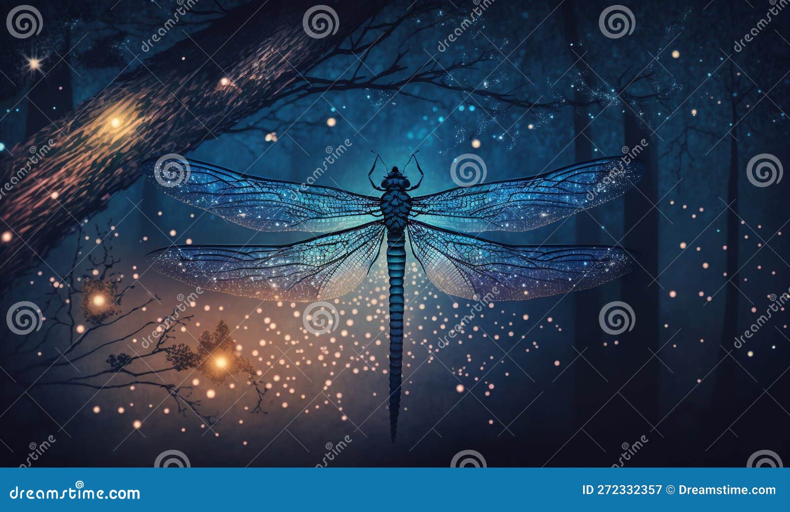 A Blue Dragonfly Sitting on Top of a Wooden Pole Stock Image - Image of ...