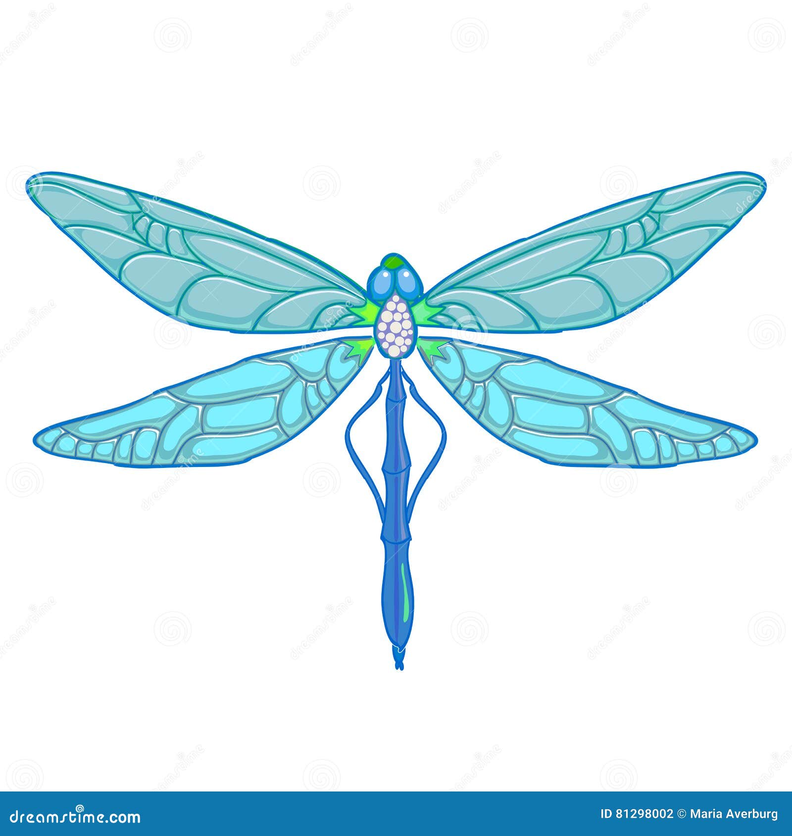 Blue Dragonfly on White Background. Vector Illustration for Your Design ...