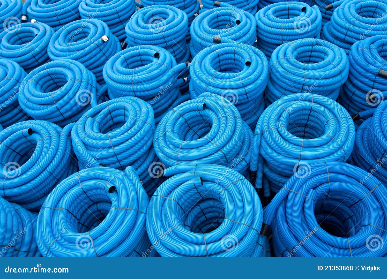 Blue drainage pipes stock photo. Image of blue, build - 21353868