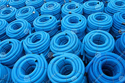 Blue drainage pipes stock photo. Image of blue, build - 21353868