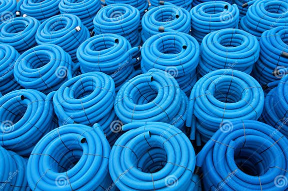 Blue drainage pipes stock photo. Image of blue, build - 21353868