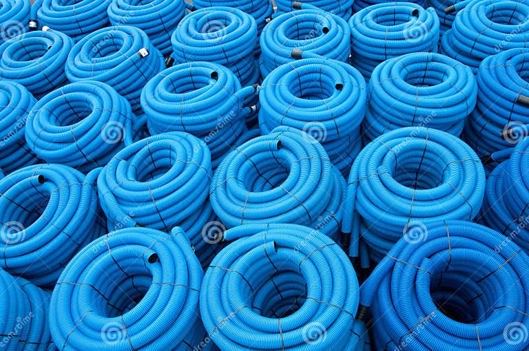 Blue drainage pipes stock photo. Image of blue, build - 21353868