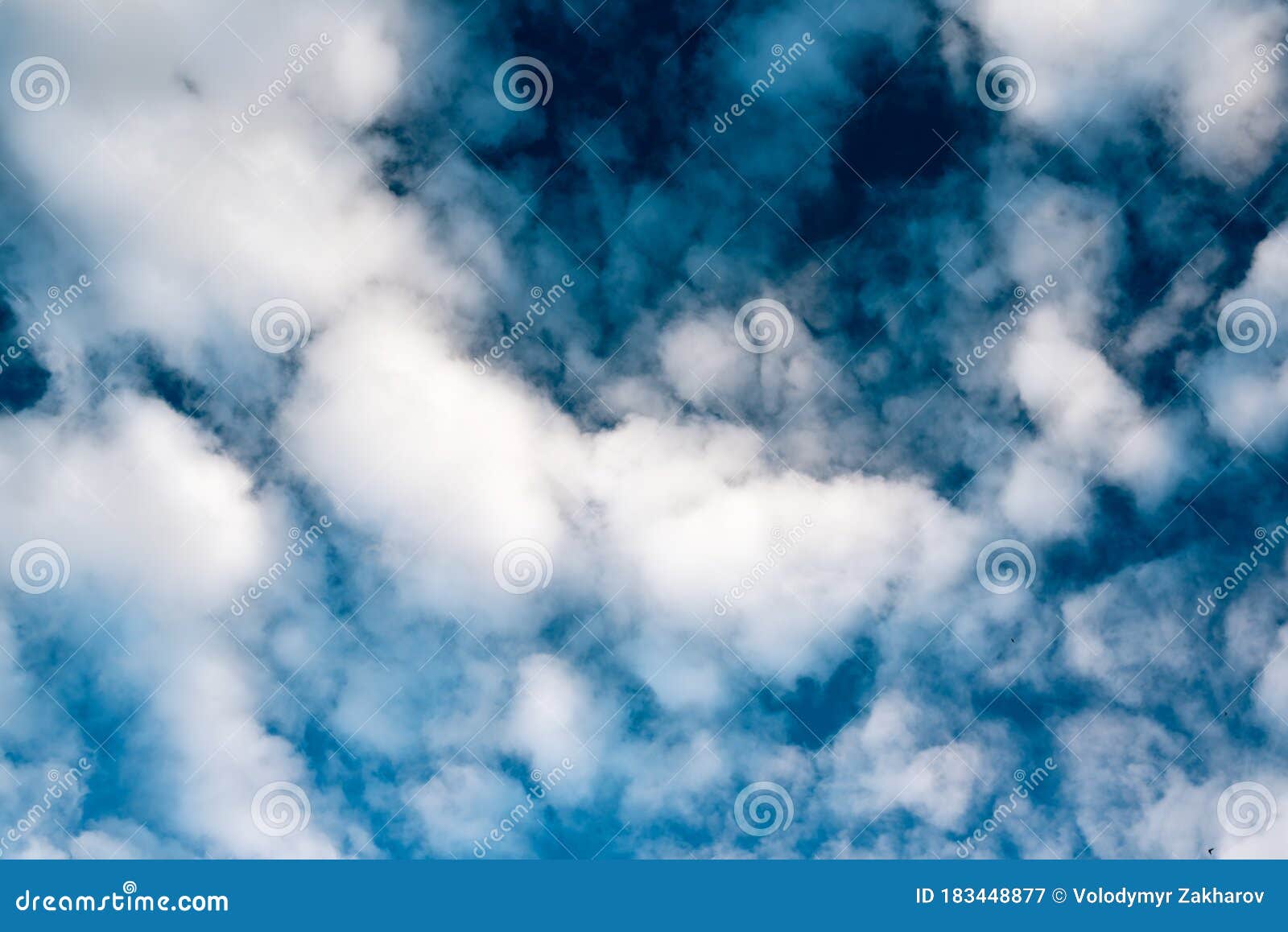 Blue Dramatic Sky Background with White Clouds. Beautiful Cloud Scape ...