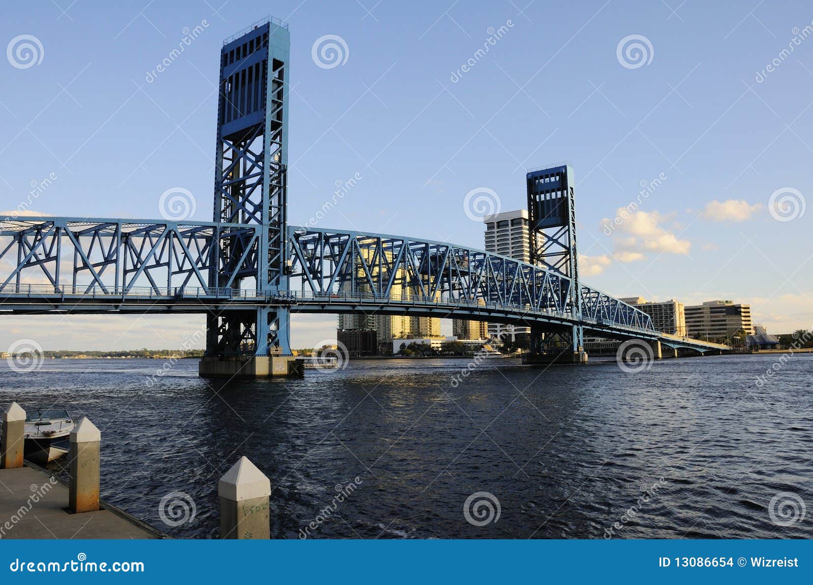 Blue Draw Bridge in Jacksonville Stock Photo - Image of sunset, metal ...