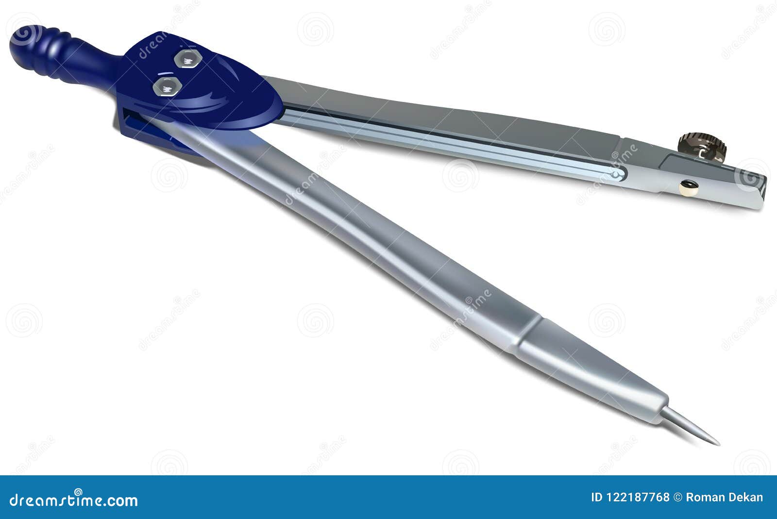 Blue Drawing Compass Isolated on White Stock Vector - Illustration of ...