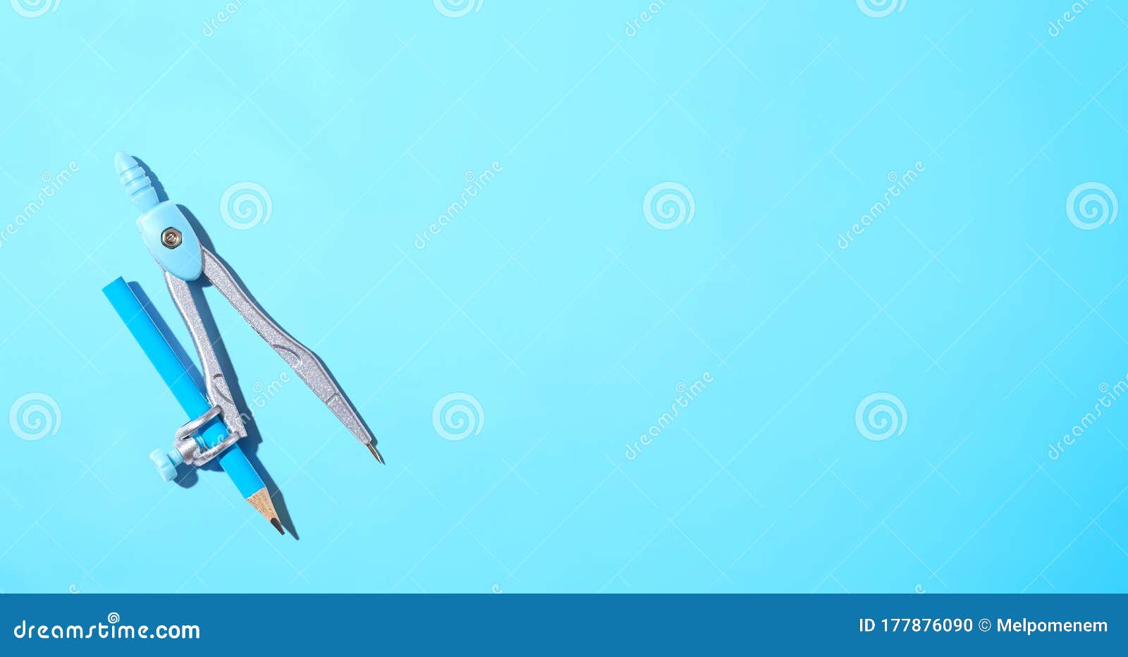 Blue drawing compass stock photo. Image of back, flatlay - 177876090