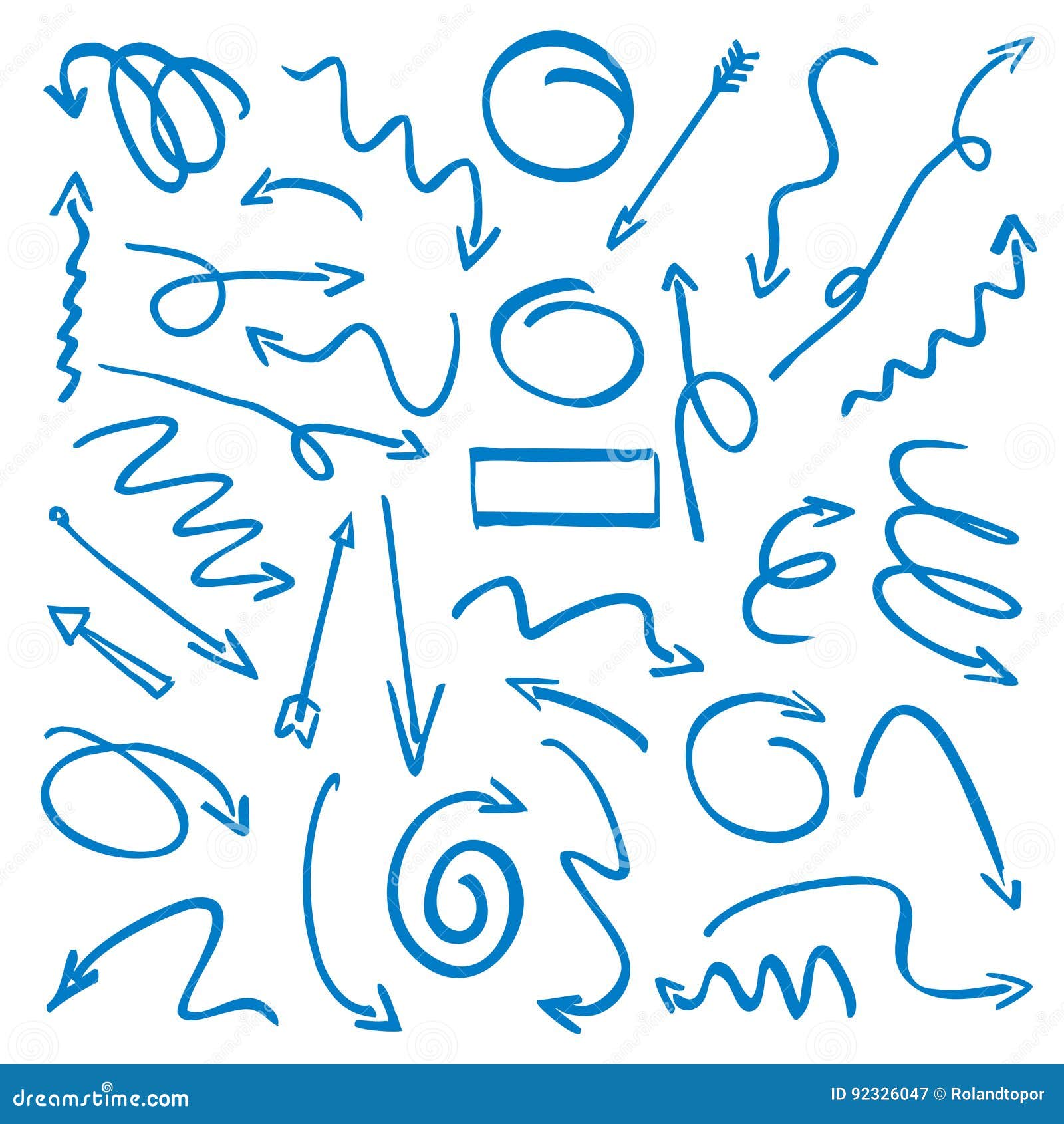 Blue Drawn Arrows. Vector Illustration. Stock Vector - Illustration of ...