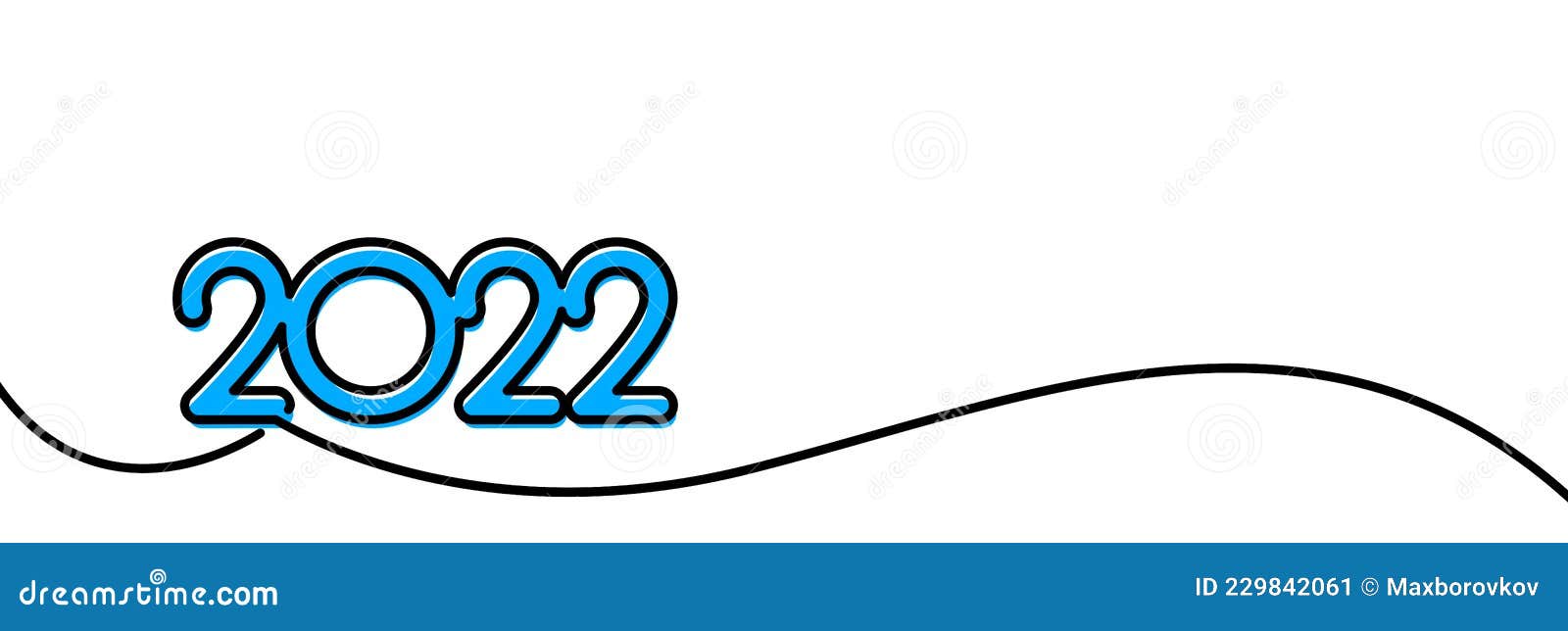 2022 Single Thin Line Drawing, Continuous Line Art Drawing 2022 Year ...