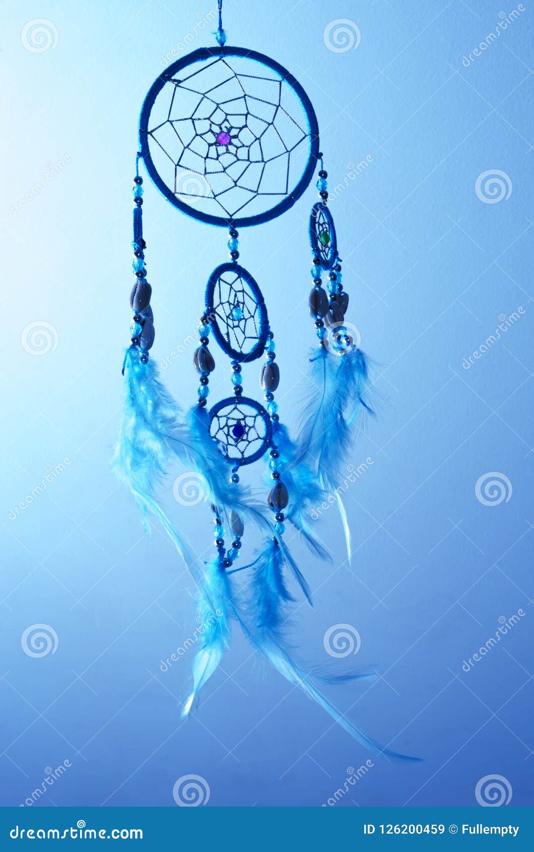 Blue Dream Catcher and Feathers Stock Image - Image of stone, circle ...