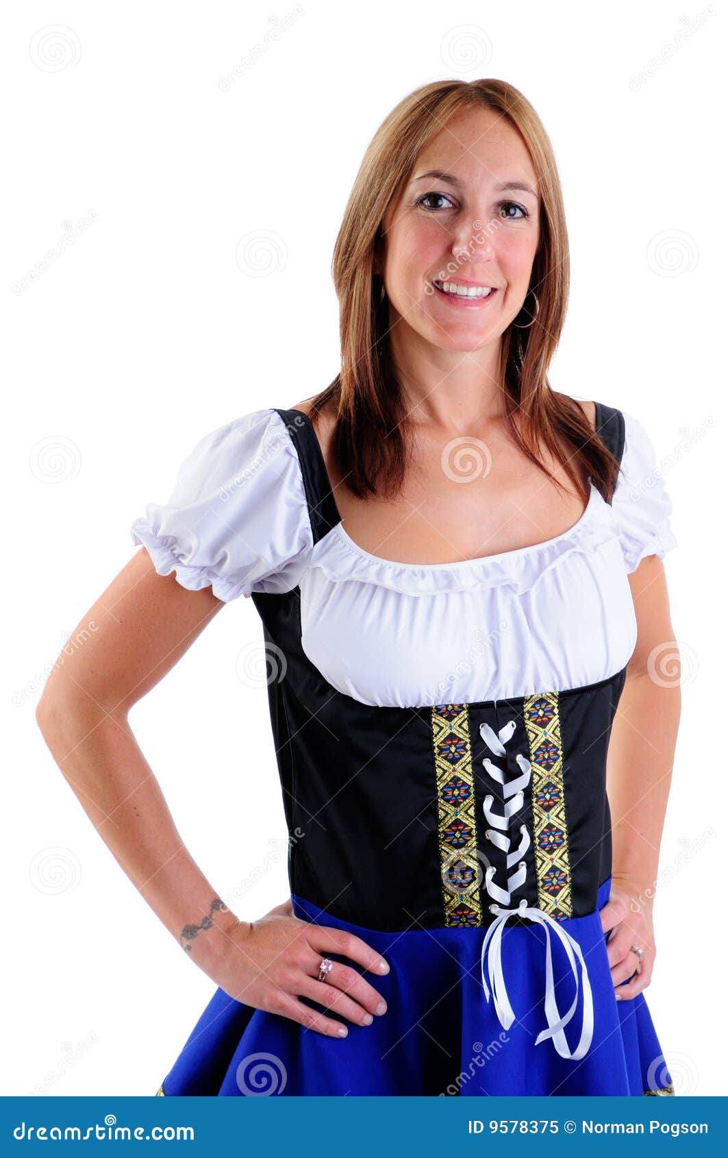 Blue Drindl Dress stock image. Image of oktoberfest, blue - 9578375