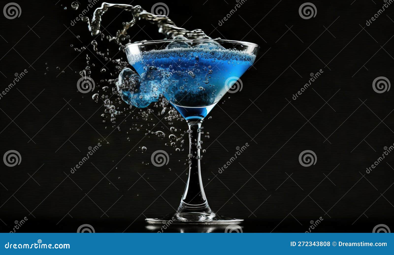 A Blue Drink is Being Poured into a Martini Glass with a Splash of ...