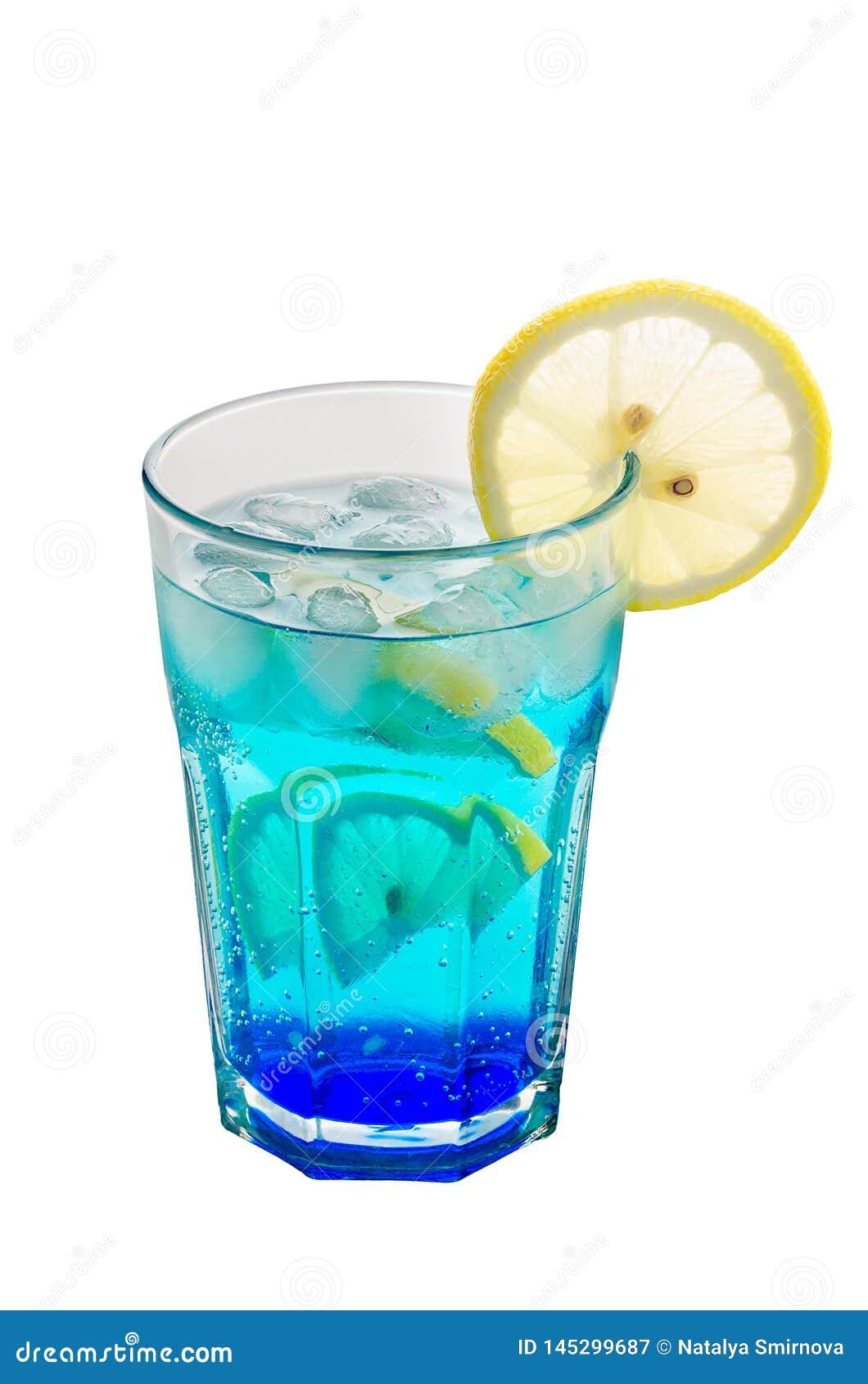 Blue Drink with Liqueur and Ice. Stock Image - Image of lemon, curacao ...