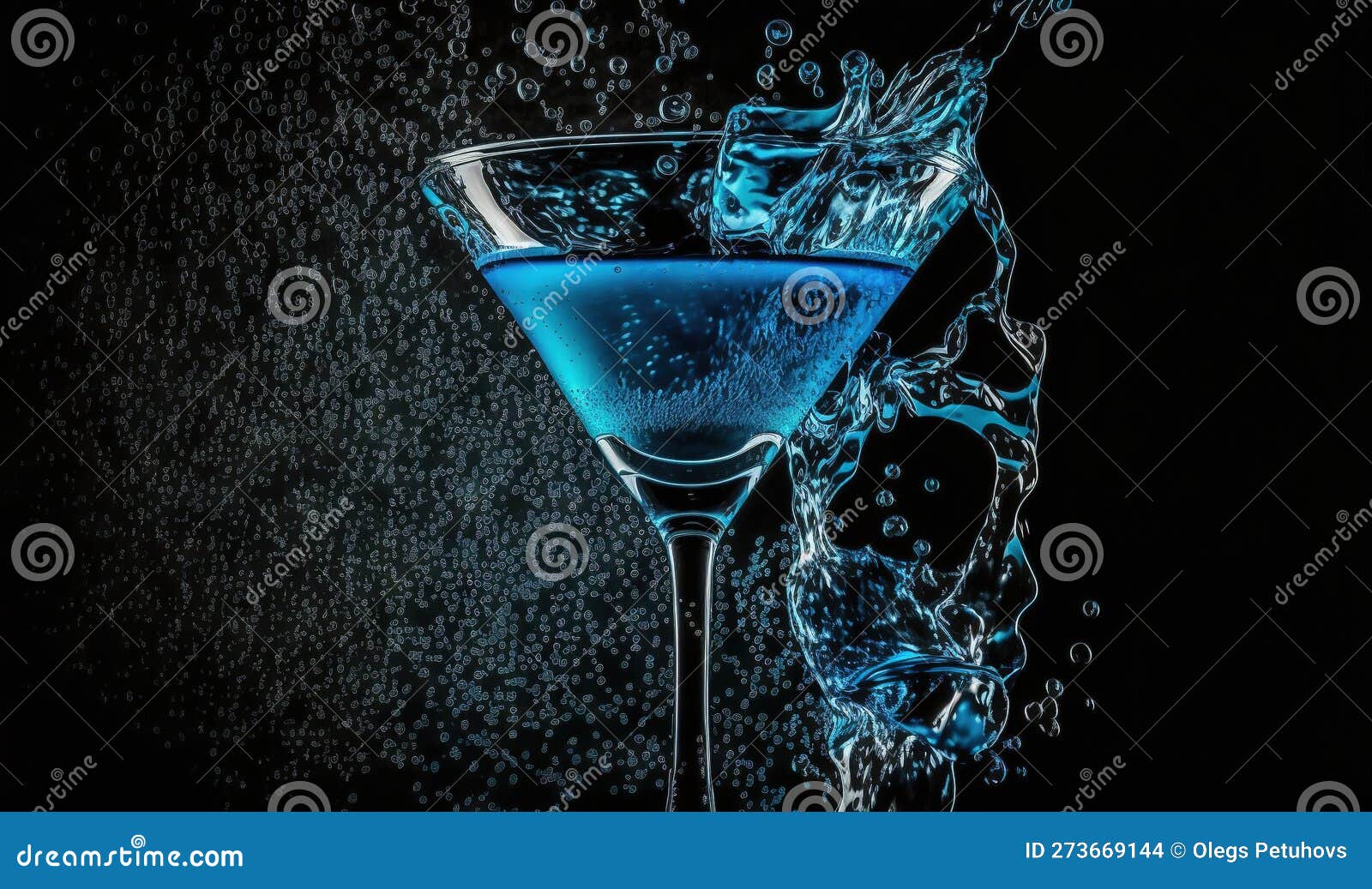 A Blue Drink with a Splash of Water on the Glass Stock Illustration ...