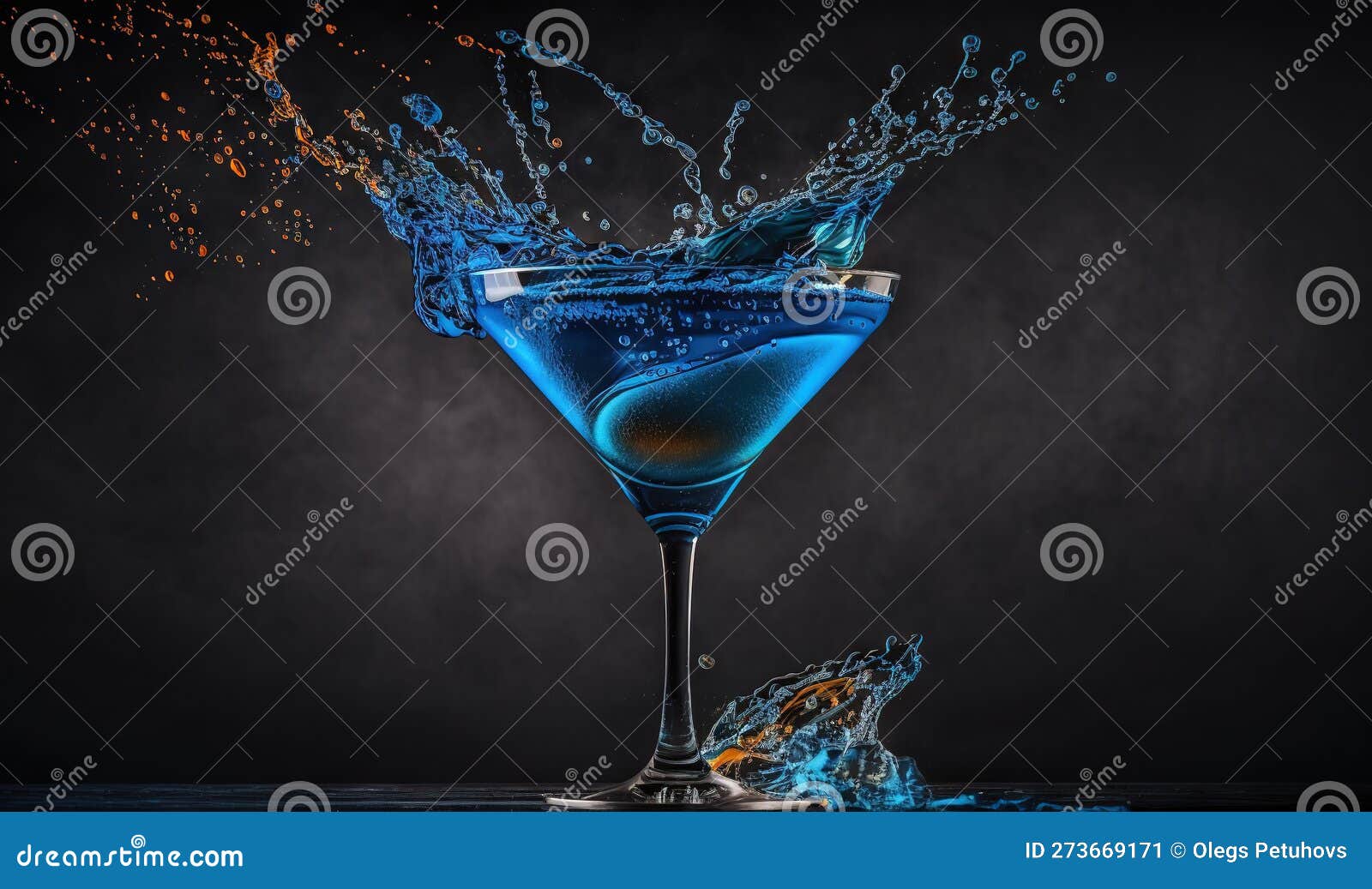 A Blue Drink with a Splash of Water on the Rim Stock Illustration ...