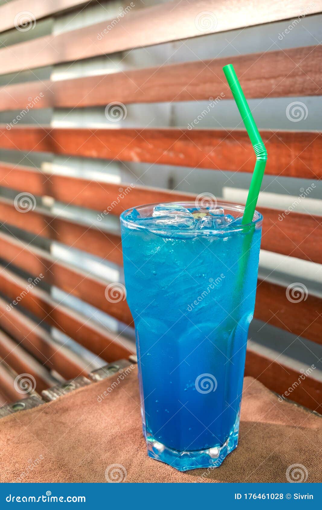 Blue Drinks and Beverages Refreshing Stock Photo - Image of wood, glass ...
