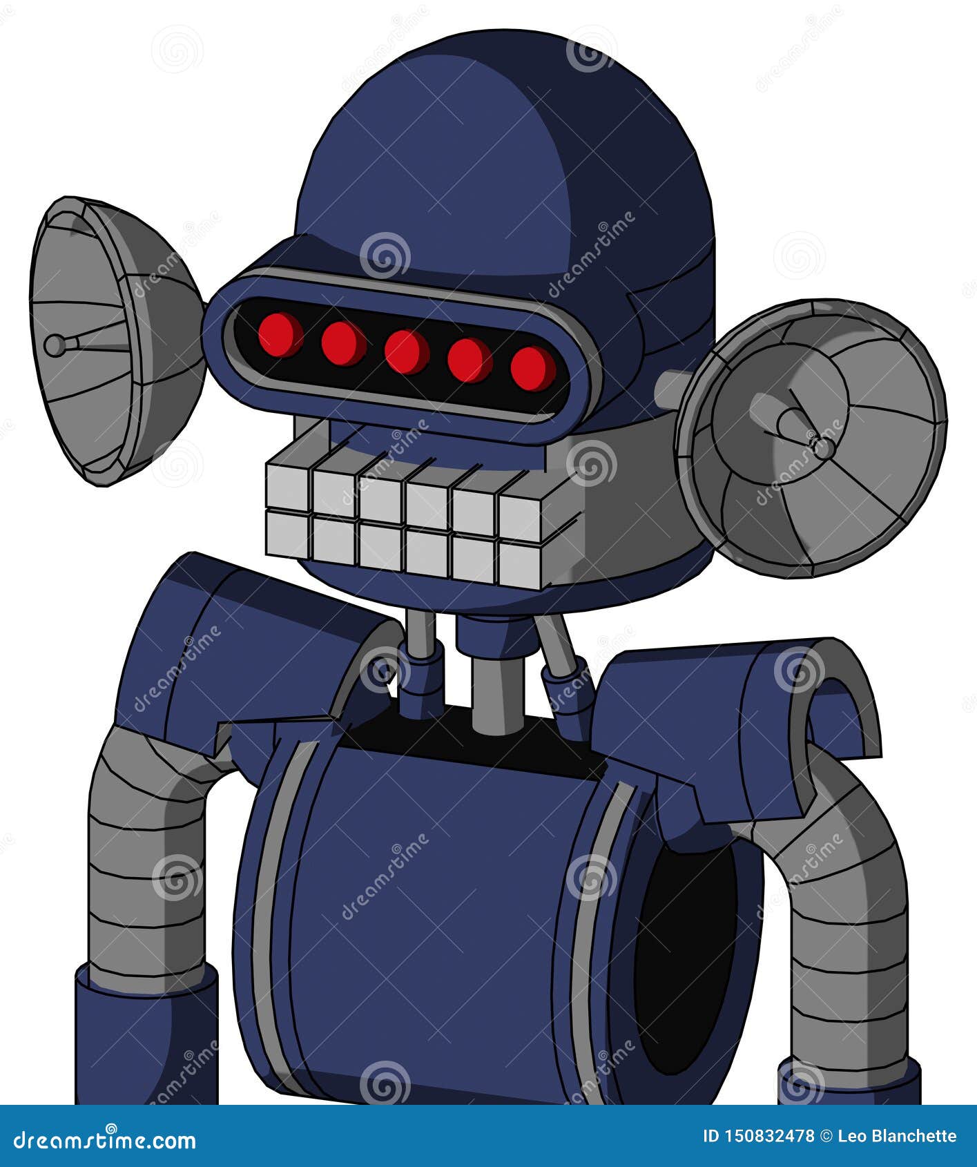 Blue Droid With Multi-Toroid Head And Vent Mouth And Black Glowing Red ...