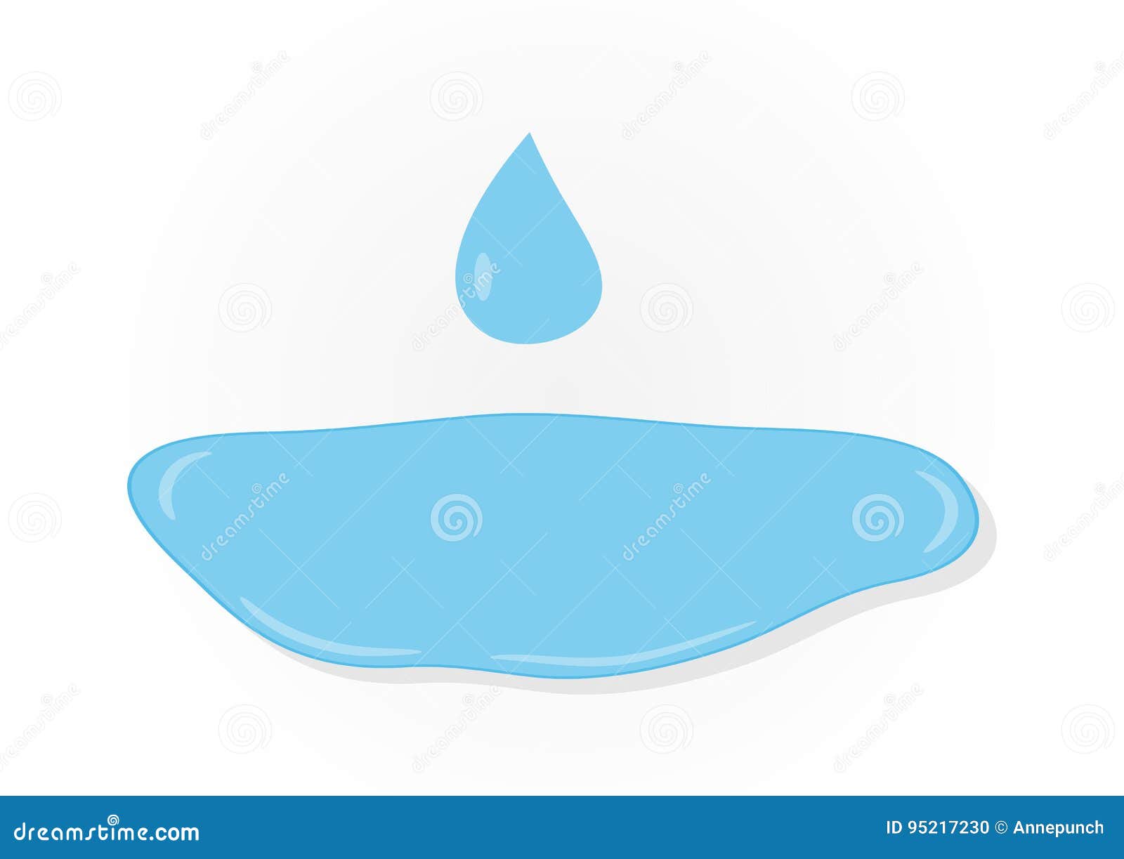 Blue Drop Falling in a Puddle of Water. Isolated Stock Vector ...