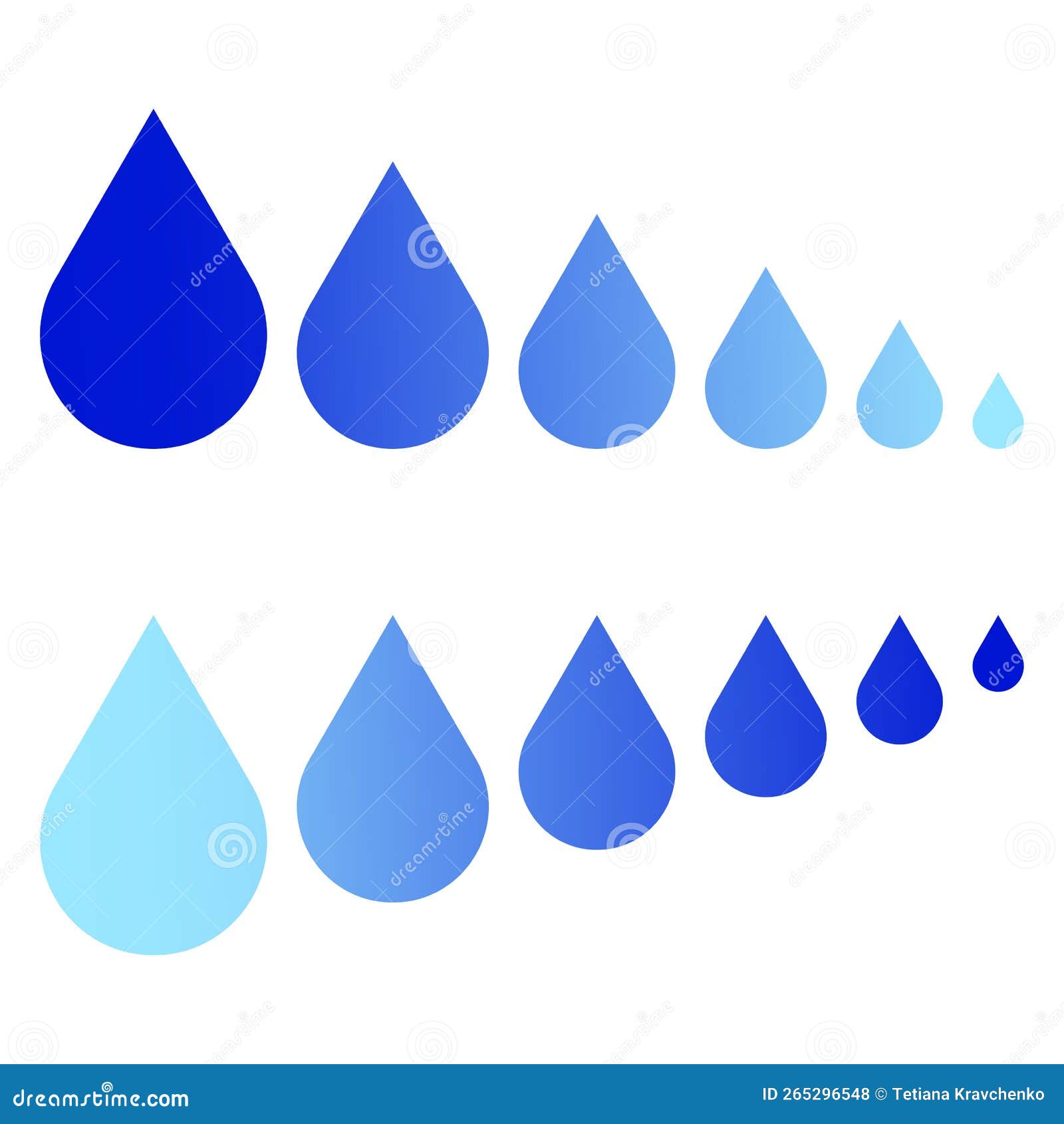 Blue Drops Different Sizes. Clean Concept Design. White Background ...