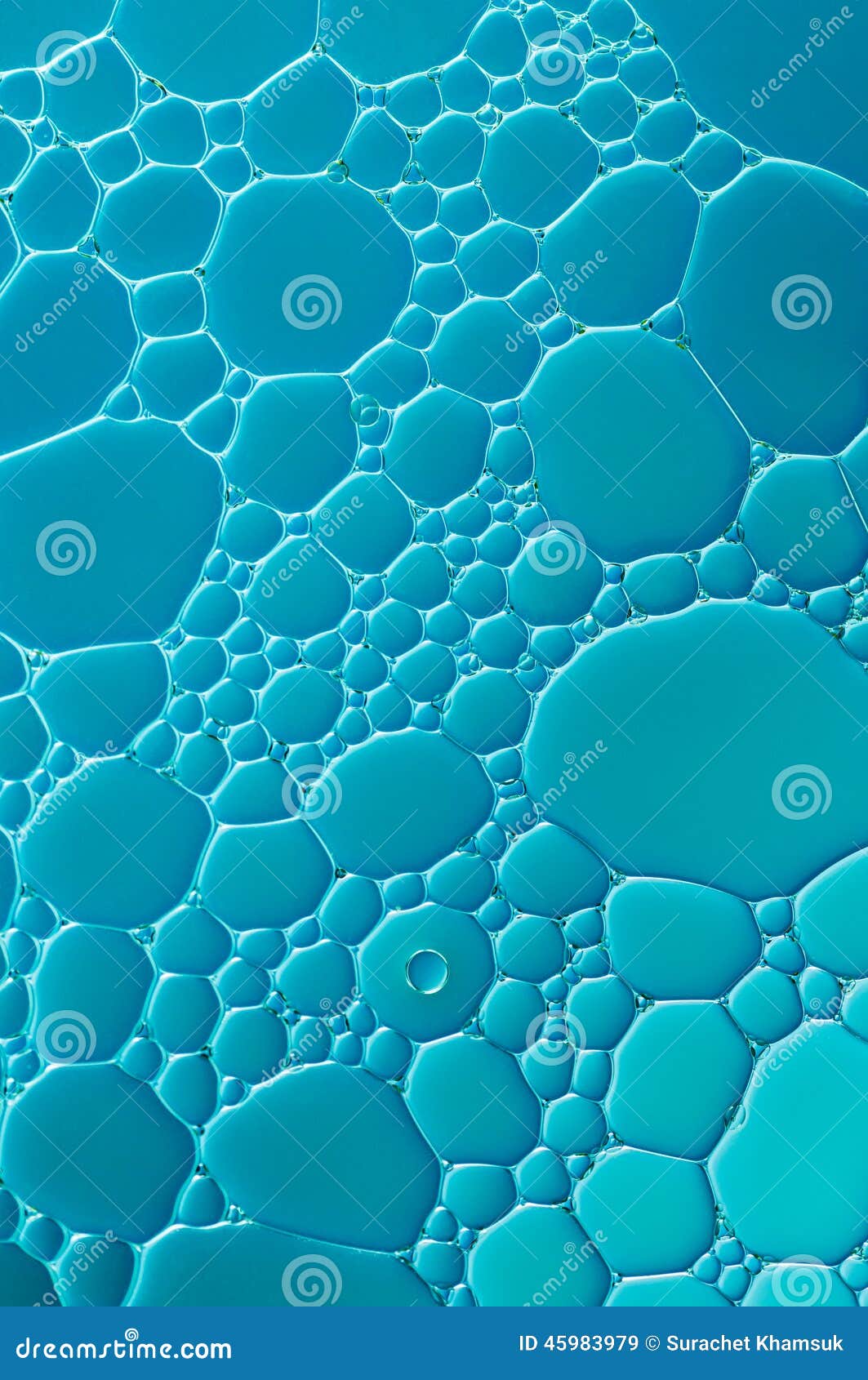 Blue Drops of Oil and Air Bubbles on the Water Stock Image - Image of ...