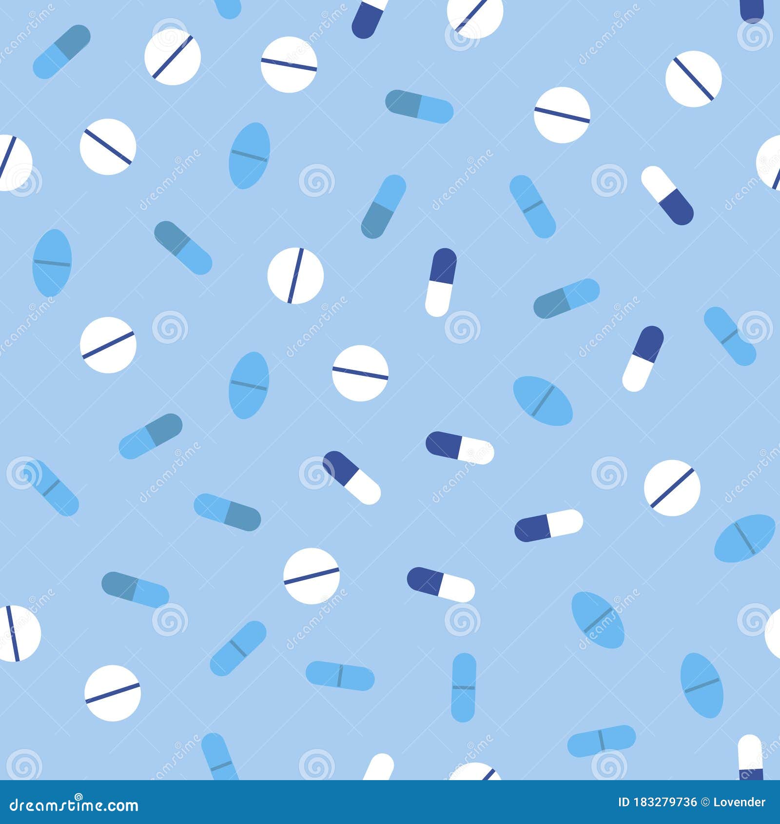 Blue Drug Pattern. Seamless Vector Background Stock Vector ...