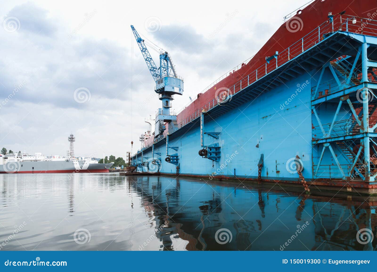 Blue Dry Dock with Tanker Inside Stock Photo - Image of outdoor, repair ...