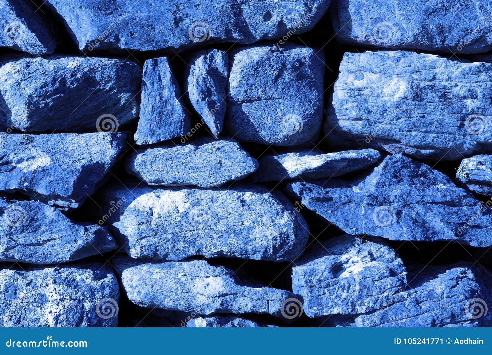Blue Dry Stone Wall Fence Nature Texture Stock Image - Image of wall ...