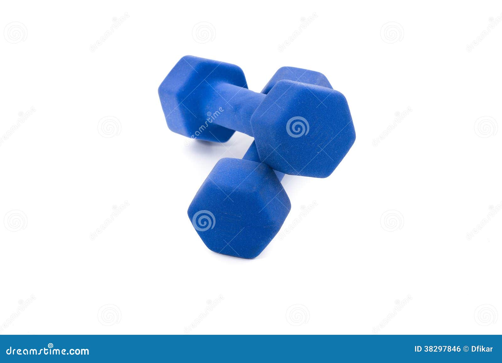 Blue Dumbbell Set stock photo. Image of background, iron - 38297846
