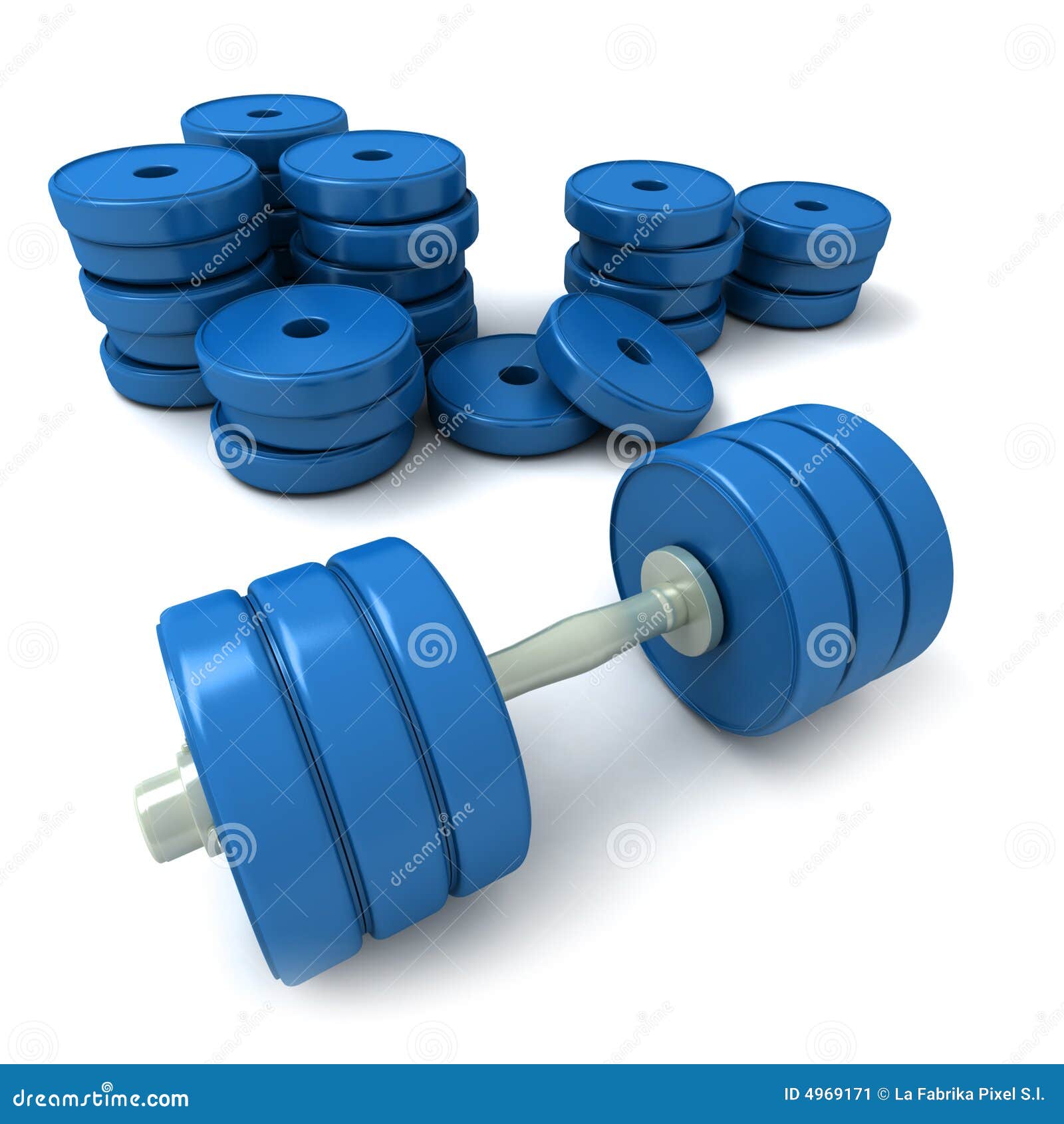 Blue Dumbbells and Heap of Weights Stock Illustration - Illustration of ...