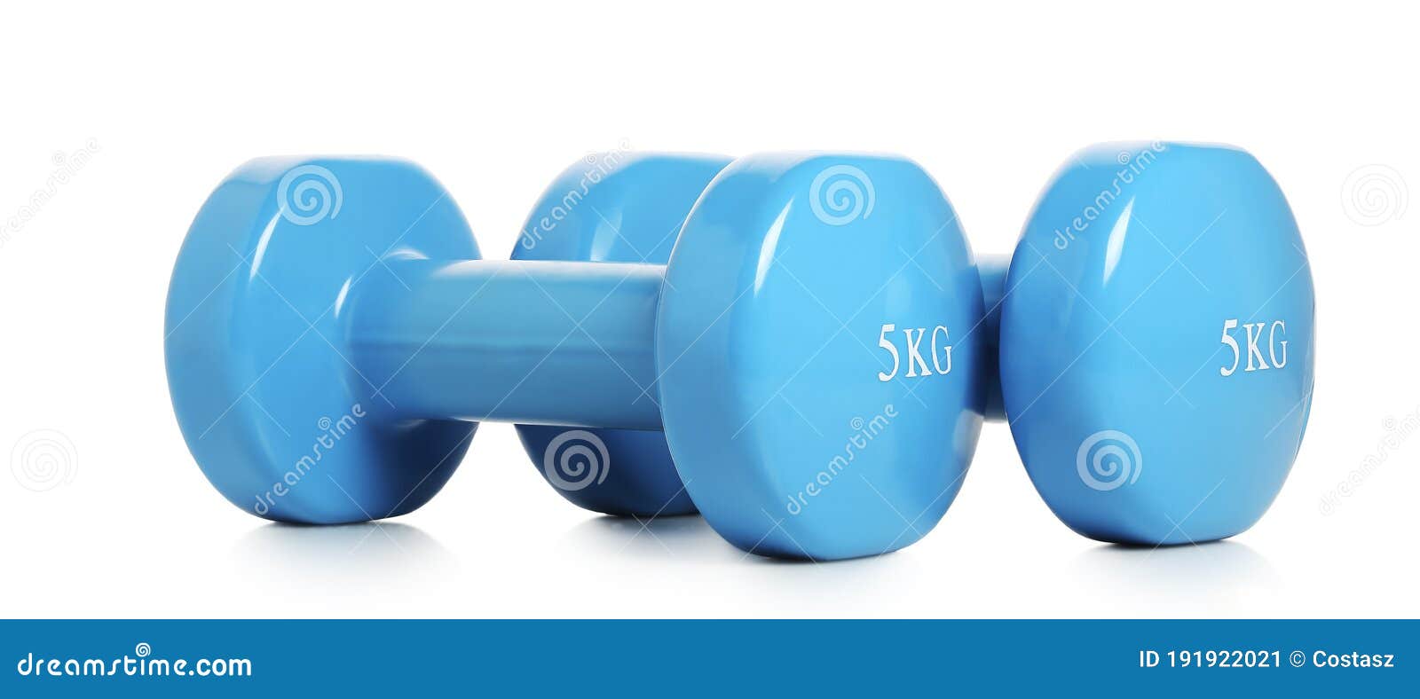 Blue dumbbells isolated stock image. Image of lift, isolated - 191922021