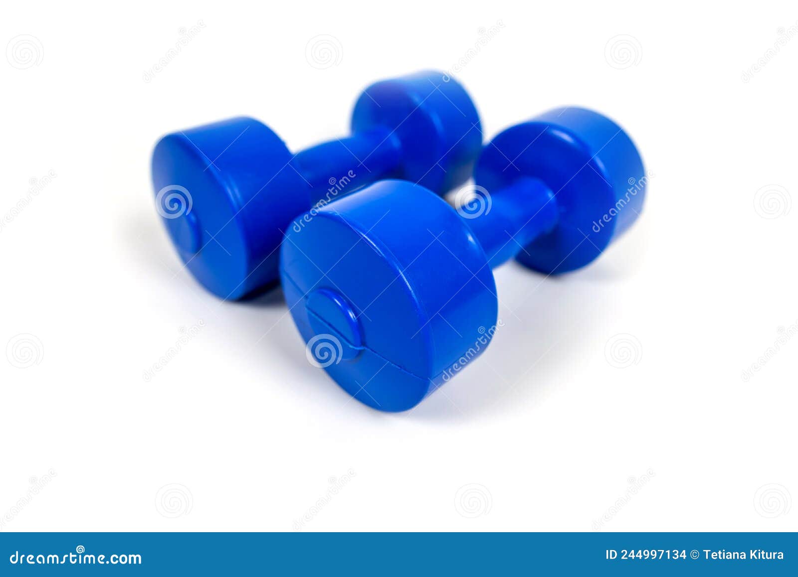 Blue Dumbbells Isolated on White Stock Photo - Image of lifting ...