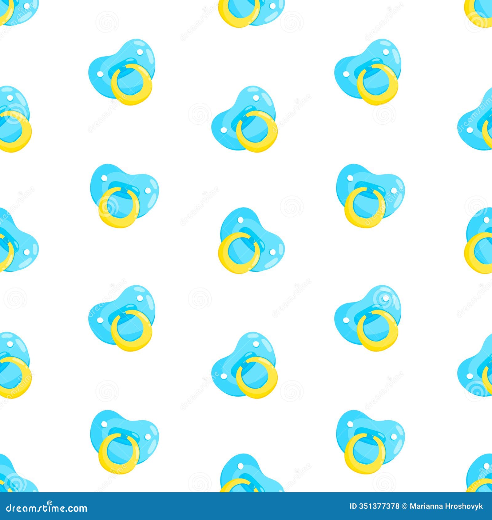 Blue Dummies Vector Seamless Pattern. Front View Pacifiers Stock ...