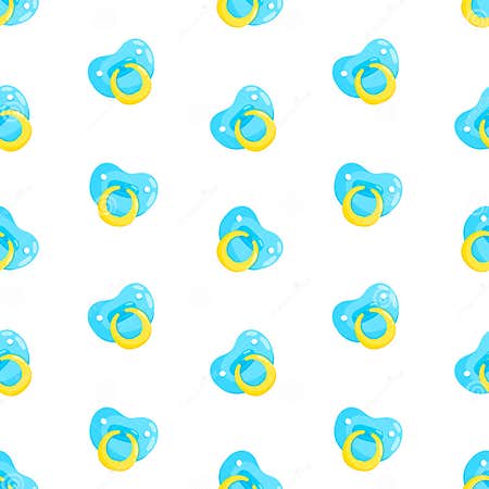 Blue Dummies Vector Seamless Pattern. Front View Pacifiers Stock ...