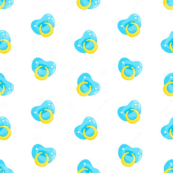 Blue Dummies Vector Seamless Pattern. Front View Pacifiers Stock ...
