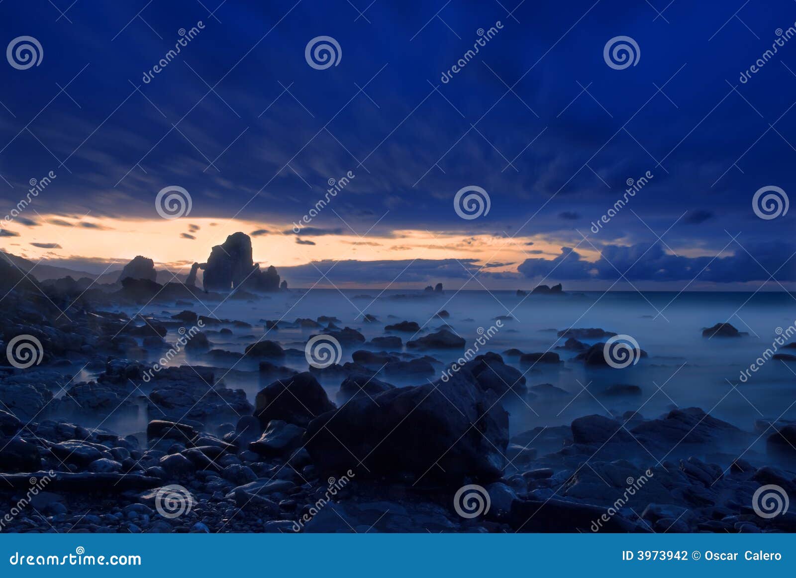 Blue Dusk at Basque Country Stock Photo - Image of dusk, rocks: 3973942