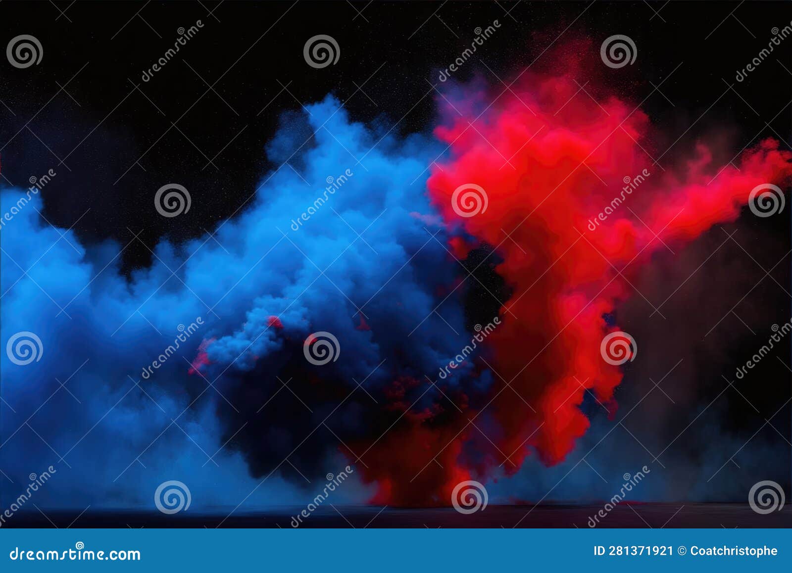 Blue and Red Dust Cloud Colliding Stock Illustration - Illustration of ...