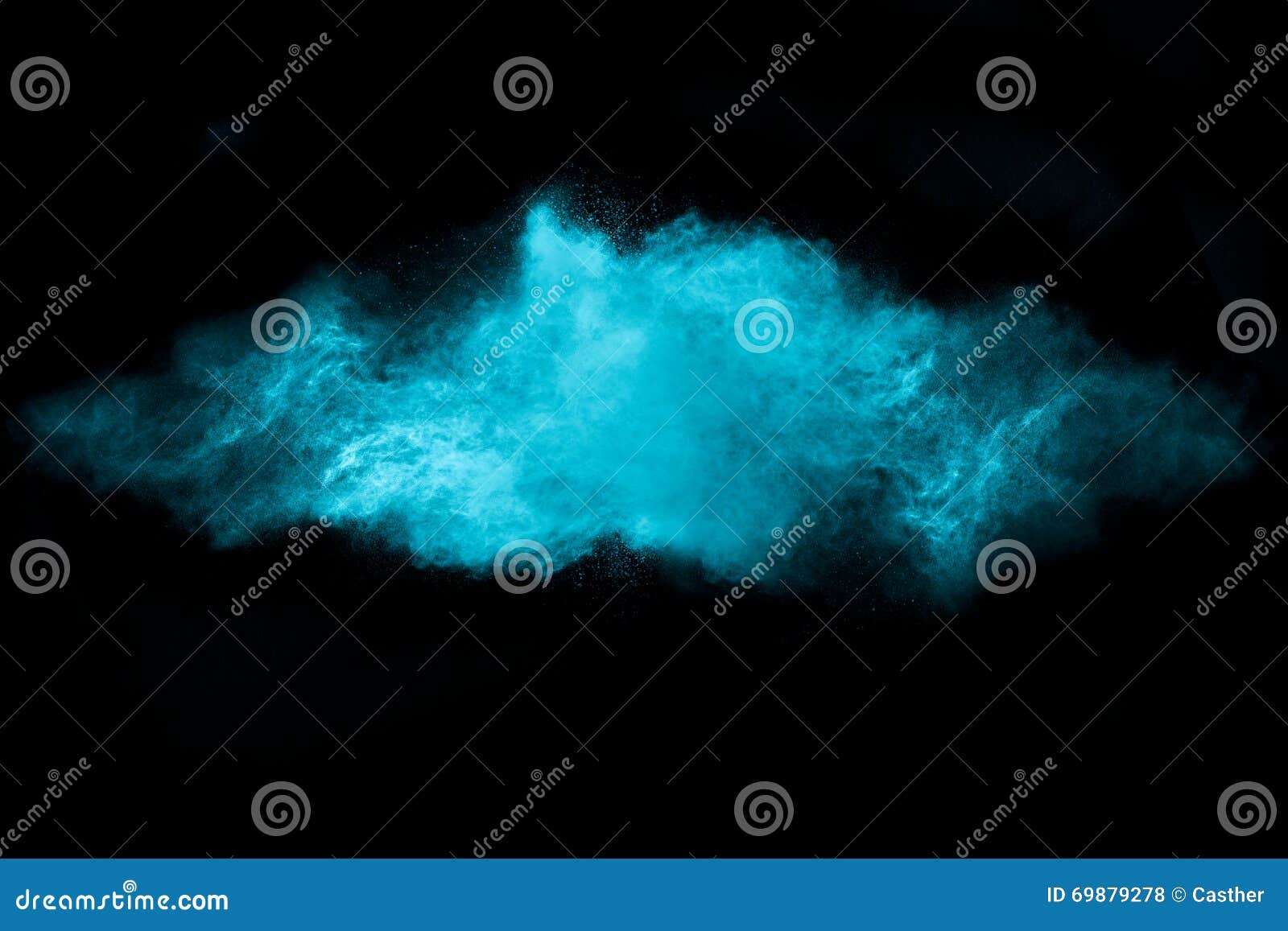 Blue Dust Particle Explosion Isolated on Black Stock Photo - Image of ...