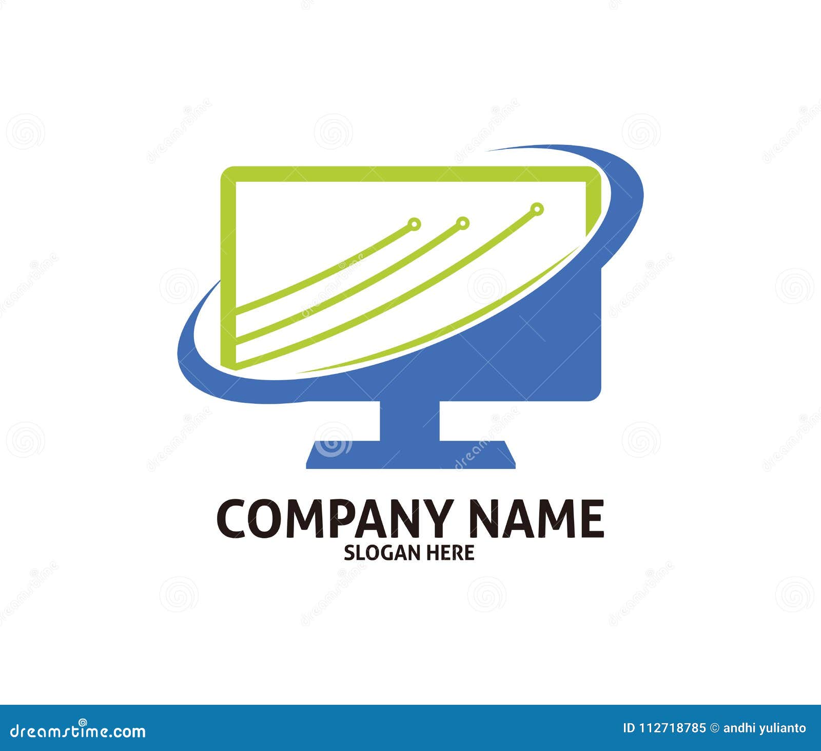 Blue Dynamic Computer Service Technology Vector Logo Design Stock ...